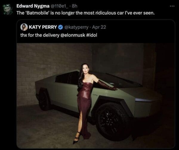 Katy Perry Cybertruck Memes: 24 Tweet Inspired Gems